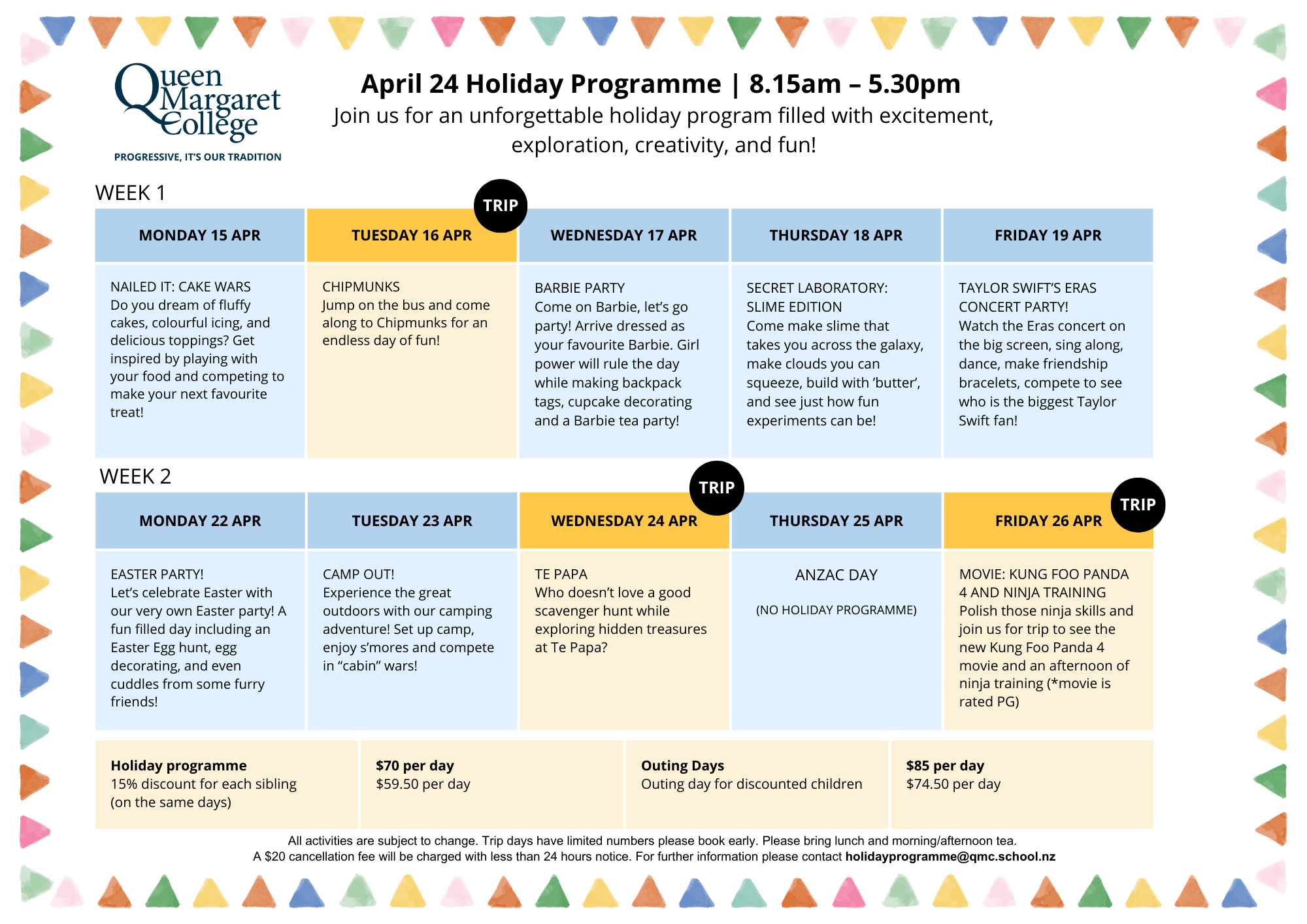 Afterschool & holiday programmes